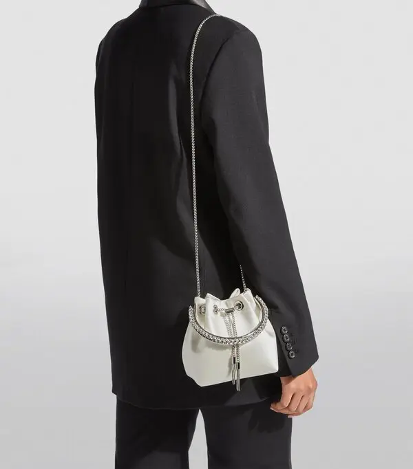 JIMMY CHOO Satin Bon Bon Top-handle Bag - Ivory