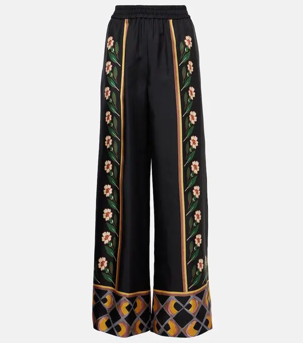 La DoubleJ Printed Silk Palazzo Pants