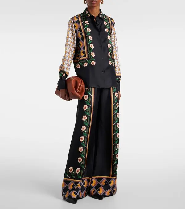 La DoubleJ Printed Silk Palazzo Pants