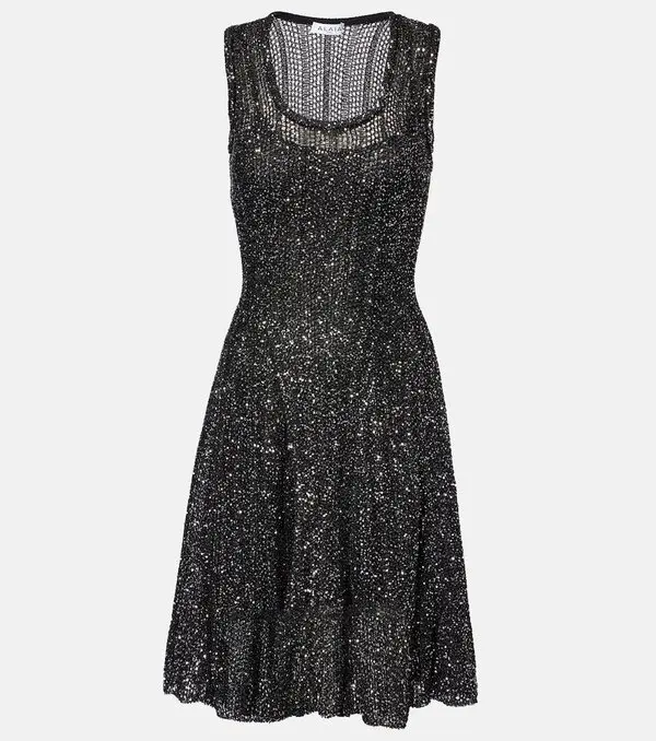 Alaïa Sequined Mini Dress - Black