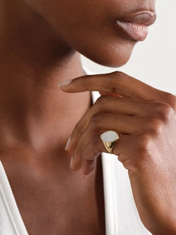 Yvonne Léon 18-karat Gold Diamond Marquise Signet Ring