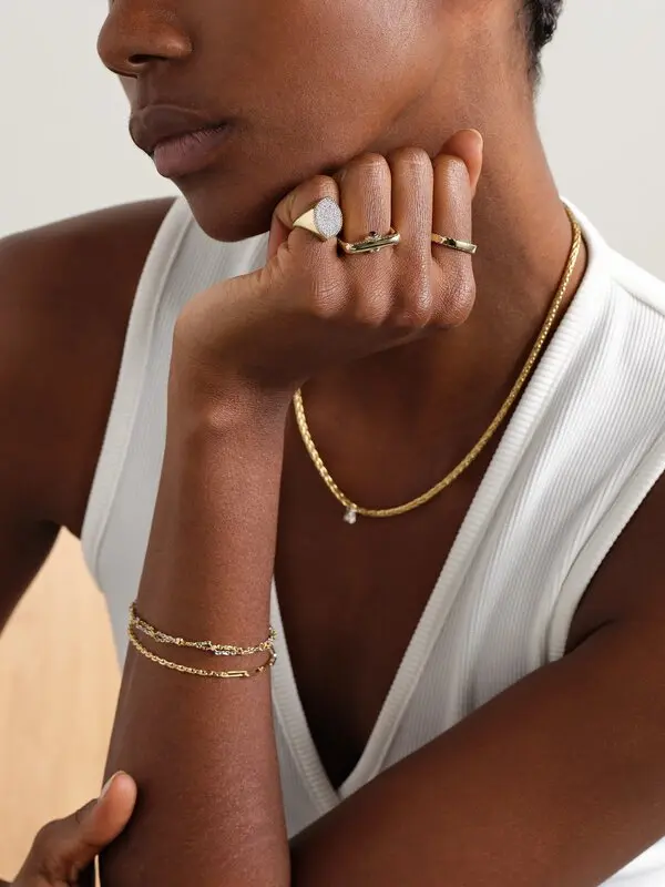 Yvonne Léon 18-karat Gold Diamond Marquise Signet Ring
