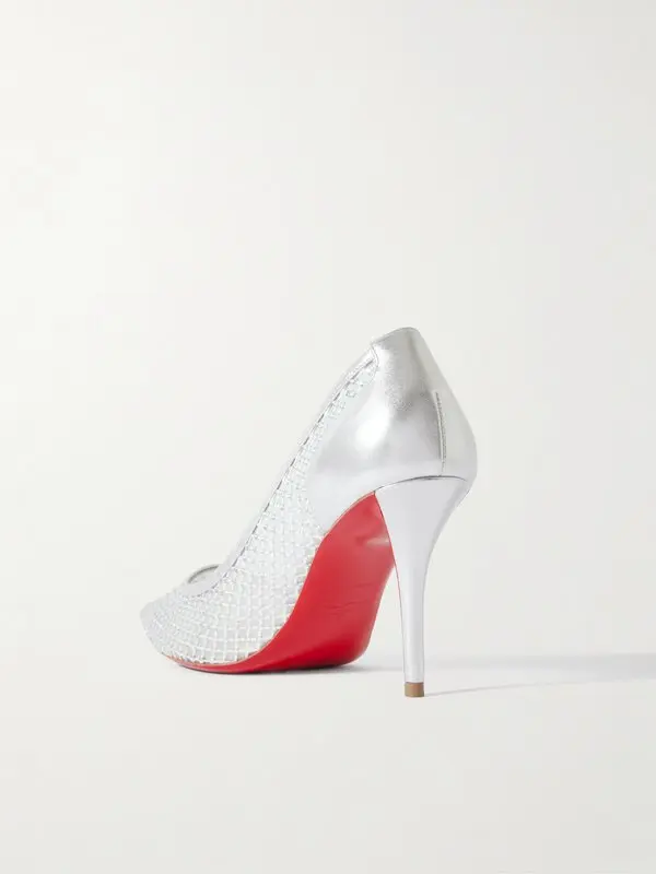 CHRISTIAN LOUBOUTIN Apostropha 80 Embellished Mesh Pumps - Silver