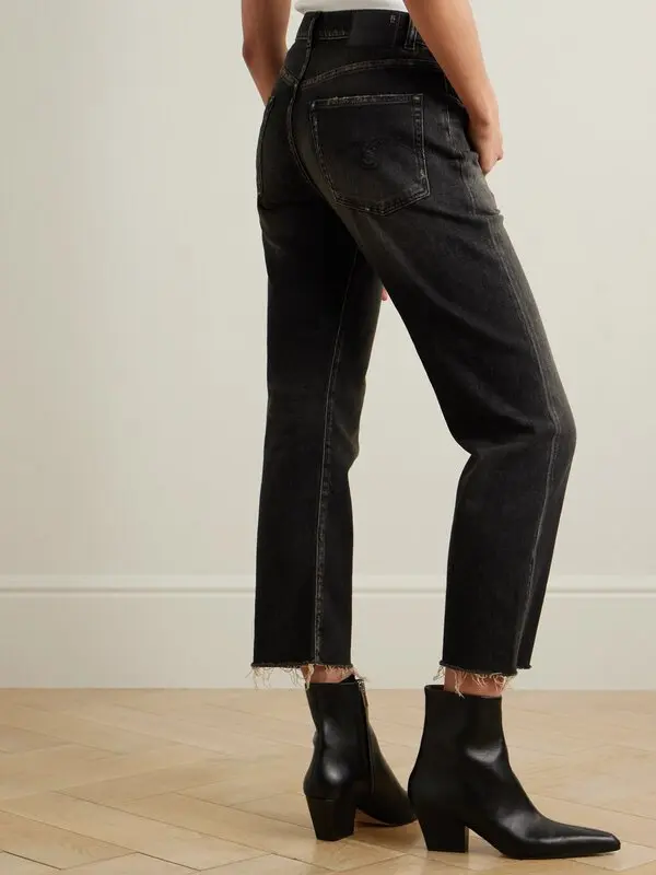 R13 Boyfriend Cropped Distressed Straight-leg Jeans