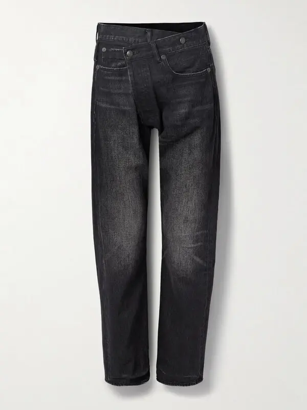R13 Crossover Asymmetric Distressed Boyfriend Jeans