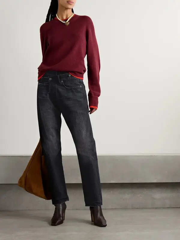 R13 Crossover Asymmetric Distressed Boyfriend Jeans