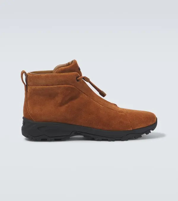 Zegna Triple Stitch Vetta Suede Sneakers - Brown