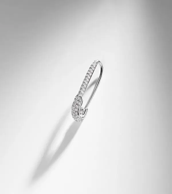 ANITA KO 18kt White Gold Diamond Safety Pin Earring - Silver