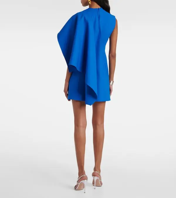 Oscar De La Renta Caped Wool-blend Mini Dress