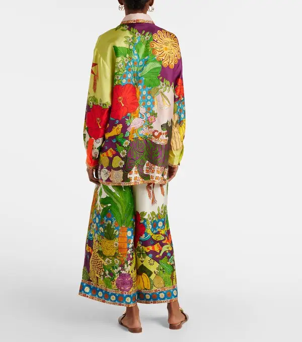 ALEMAIS Tiger Printed Silk Twill Shirt