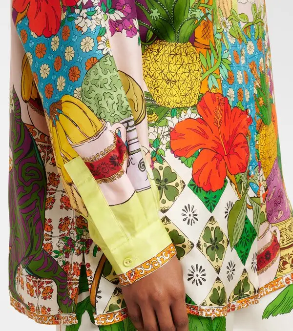 ALEMAIS Tiger Printed Silk Twill Shirt