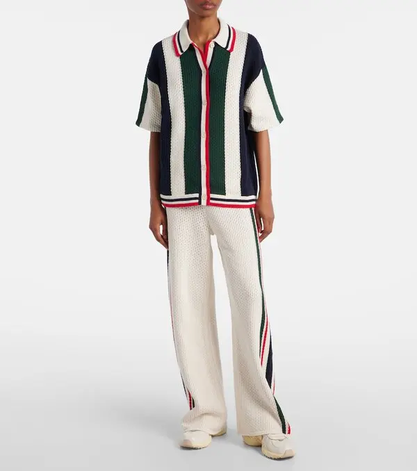 The Upside Reverie Chino Striped Open-knit Cotton Shirt