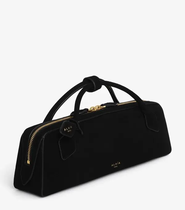 Alaïa Le Teckel Suede Top-handle Bag - Black