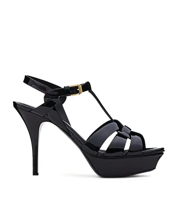 Saint Laurent Tribute Leather Platform Sandals 105 - Black