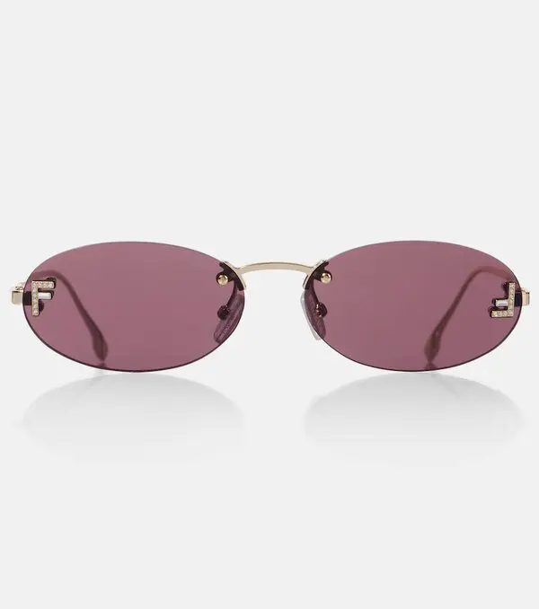Fendi First Crystal Oval Sunglasses - Purple