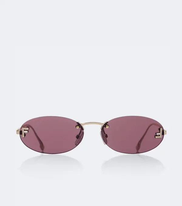 Fendi First Crystal Oval Sunglasses - Purple