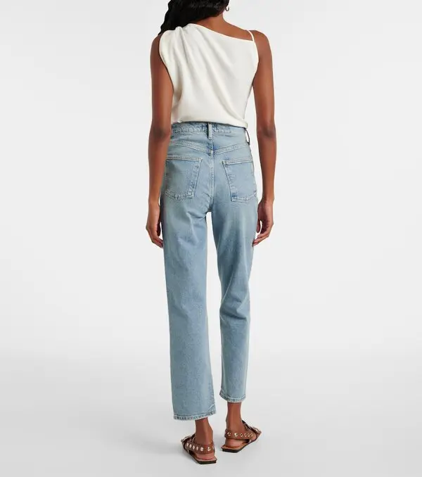 AGOLDE 90s Pinch Waist Crop High-rise Straight Jeans In Ripple - Blue