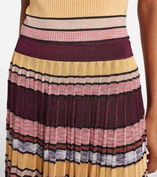 Ulla Johnson Seraphine Striped Pleated Midi Skirt - Multicoloured