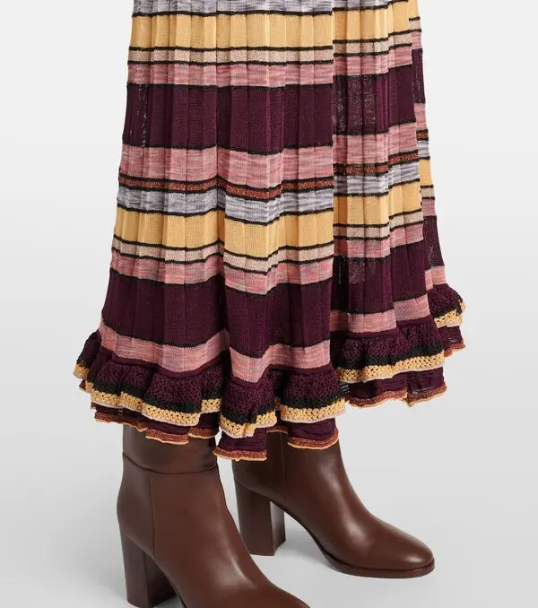 Ulla Johnson Seraphine Striped Pleated Midi Skirt - Multicoloured