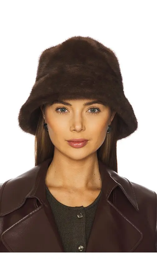 Adrienne Landau The Uptown Faux Fur Bucket Hat - Brown