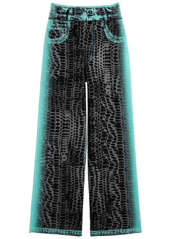 Ph5 Zahra Printed Wide-leg Knitted Trousers