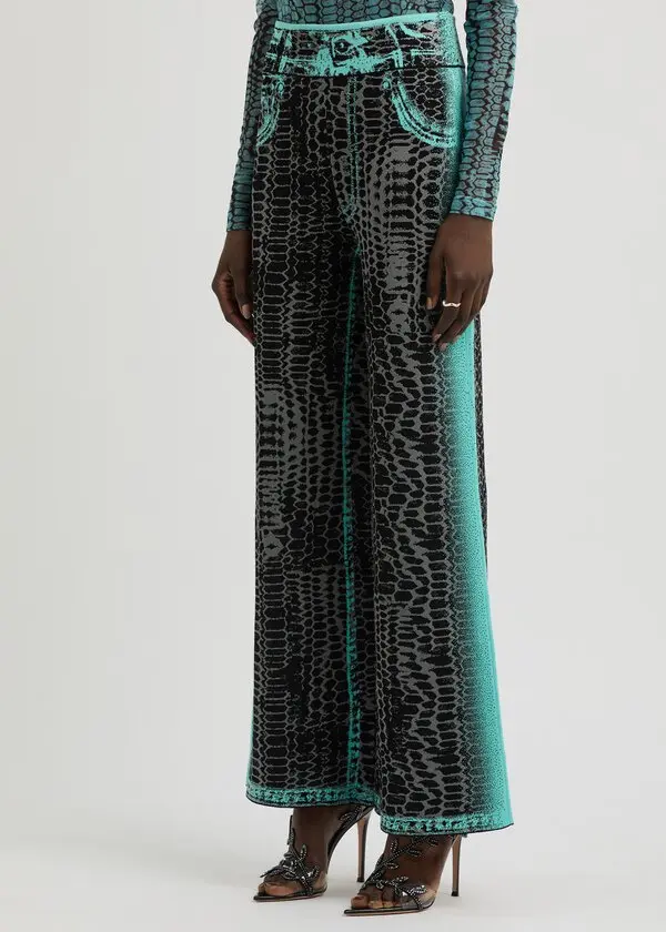 Ph5 Zahra Printed Wide-leg Knitted Trousers