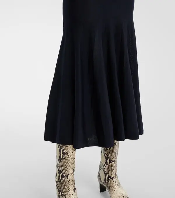 Khaite Mayu Wool Midi Skirt - Blue