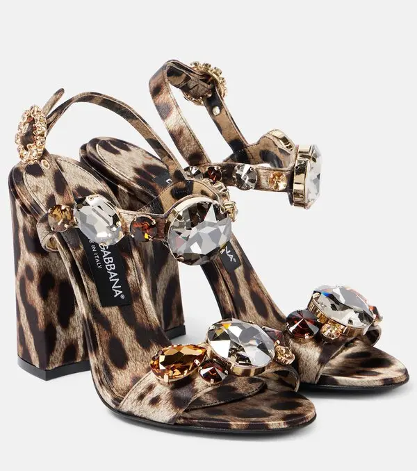 Dolce & Gabbana Keira 105 Leopard-print Satin Sandals - Multicoloured
