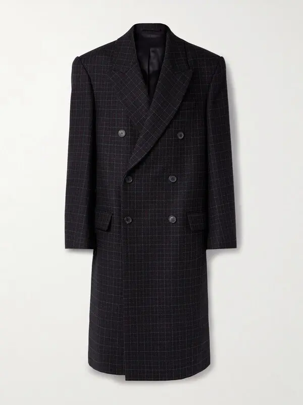 Wardrobe.NYC Double-breasted Checked Wool Overcoat