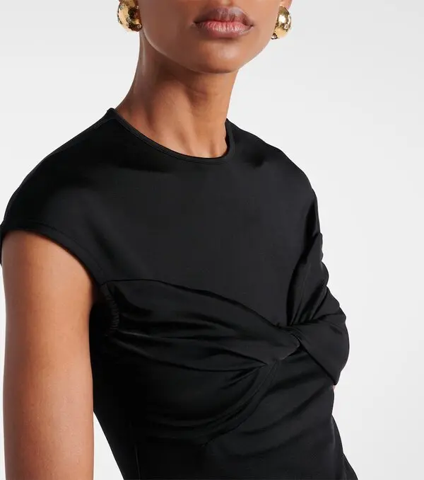 Tove Paola Twist-detail Jersey Top In Ivory Glow - Black