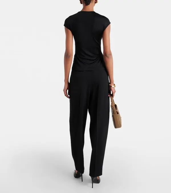 Tove Paola Twist-detail Jersey Top In Ivory Glow - Black