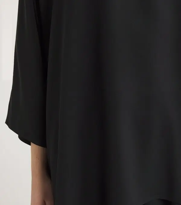 Eskandar Silk Boatneck Top With Floral Print