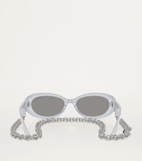 Tiffany & Co. Oval Sunglasses With Chain Detail - Silver