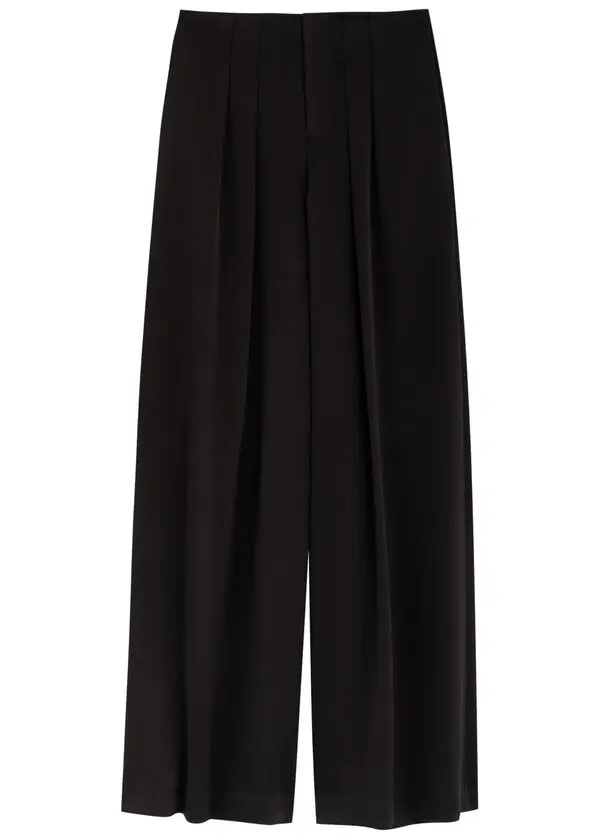 Alice + Olivia Eloise Wide-leg Satin Trousers - Black