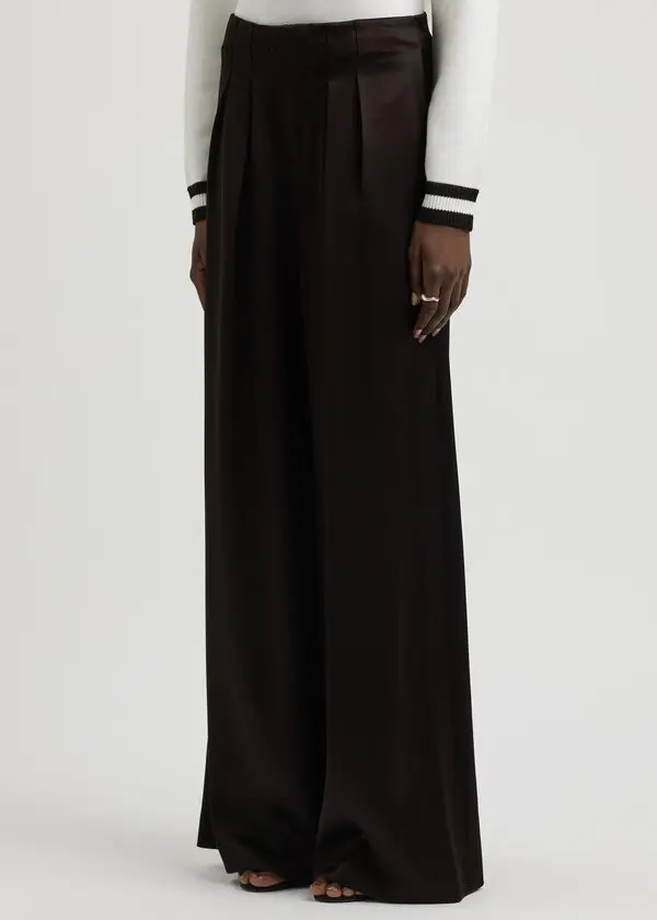 Alice + Olivia Eloise Wide-leg Satin Trousers