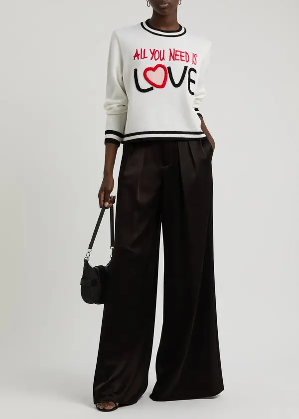 Alice + Olivia Eloise Wide-leg Satin Trousers