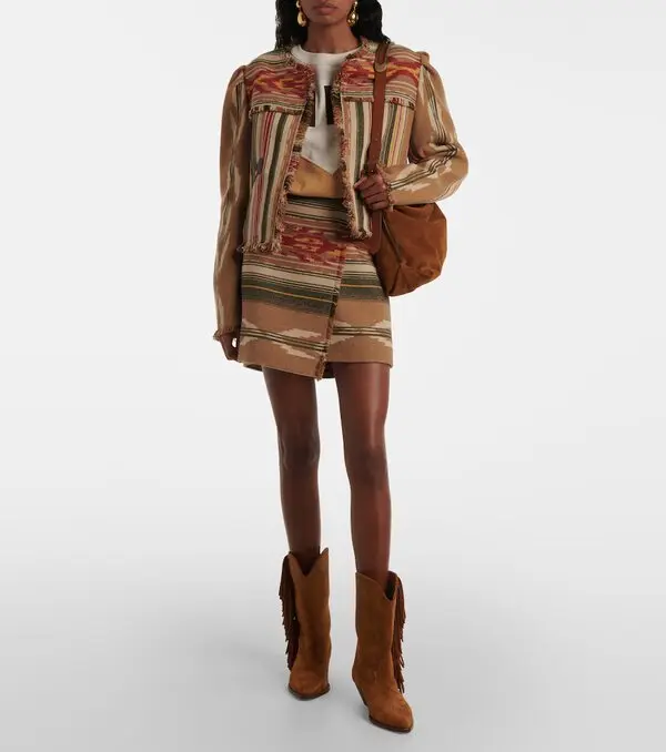 MARANT ETOILE Adelaide Fringed Wool-blend Miniskirt