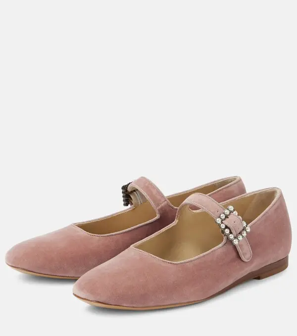 Le Monde Beryl Velvet Mary Jane Flats