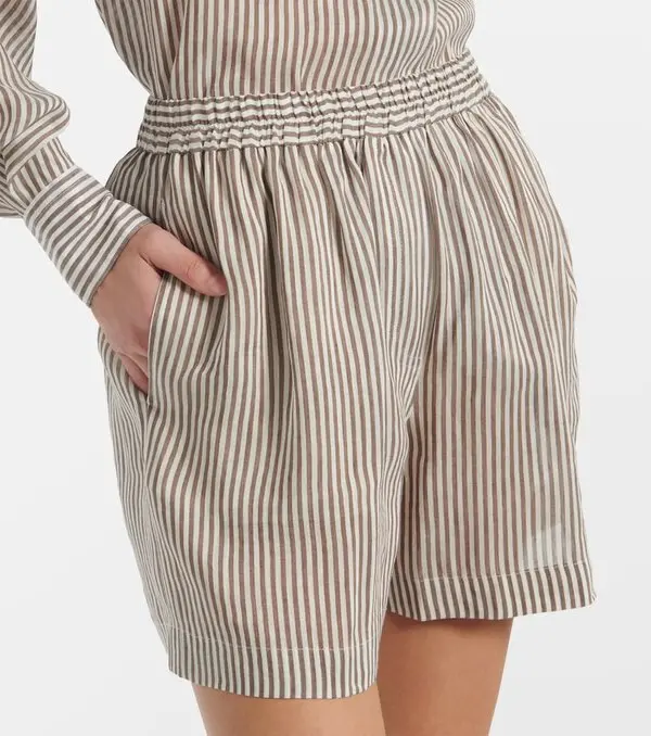 Brunello Cucinelli Linen And Silk Striped Bermuda Shorts