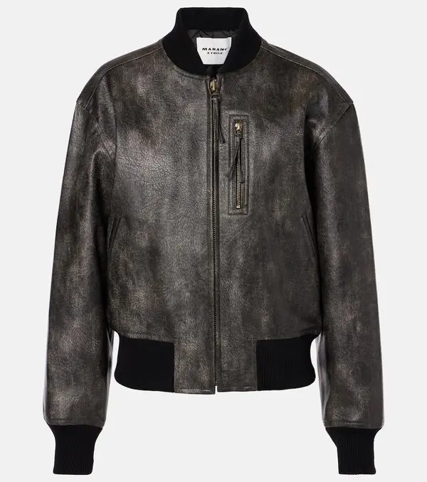 MARANT ETOILE Crisley Faux Leather Bomber Jacket - Black