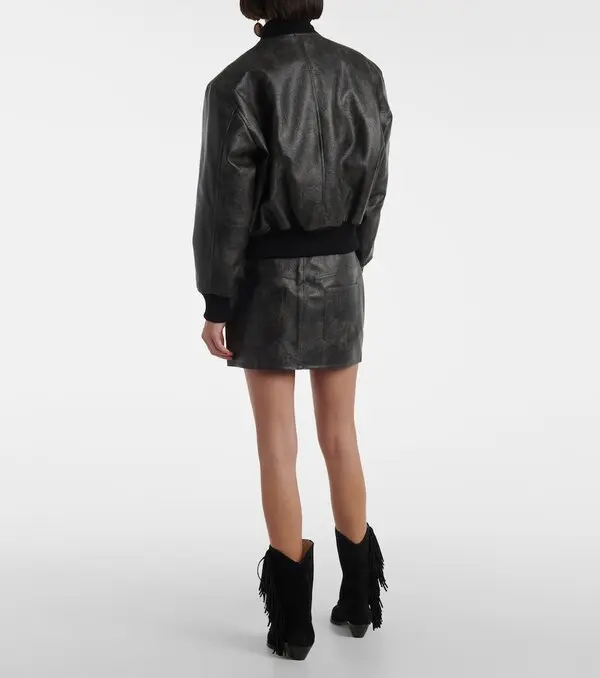 MARANT ETOILE Crisley Faux Leather Bomber Jacket