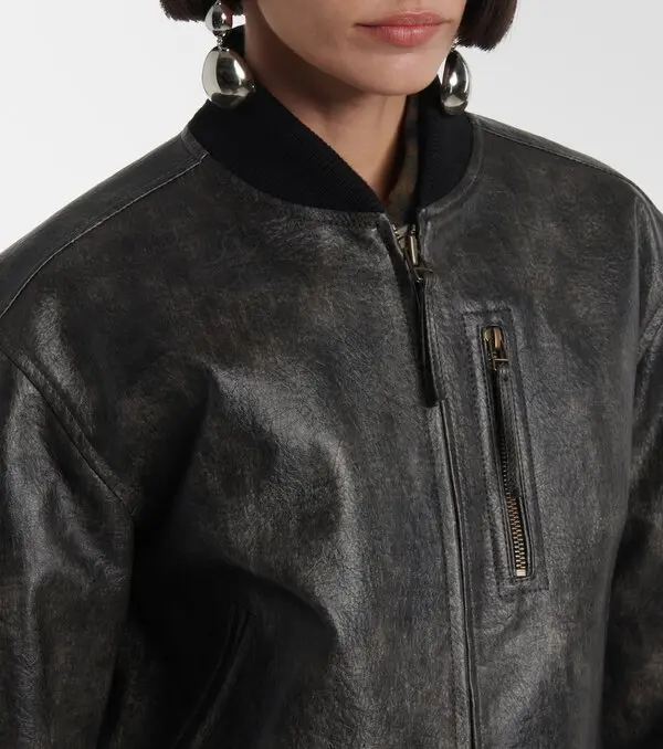 MARANT ETOILE Crisley Faux Leather Bomber Jacket