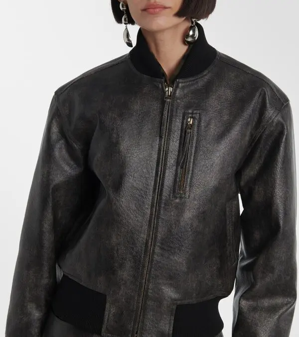 MARANT ETOILE Crisley Faux Leather Bomber Jacket