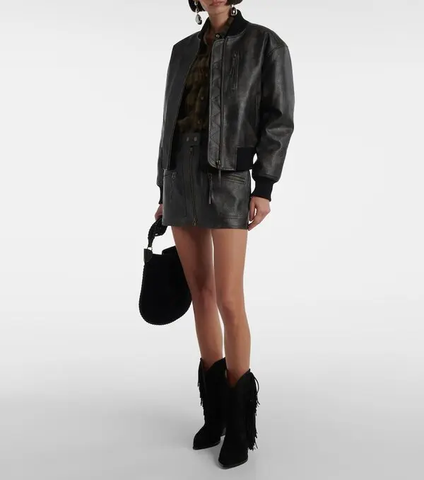 MARANT ETOILE Crisley Faux Leather Bomber Jacket