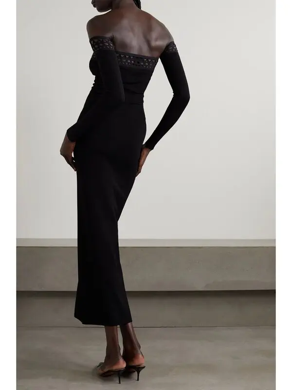 Alaïa Archetypes Convertible Off-the-shoulder Stretch-knit Midi Dress