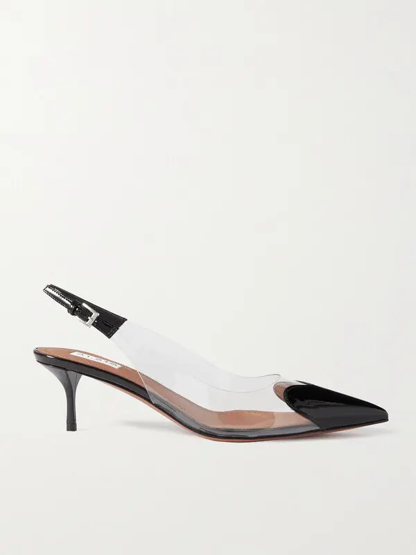 Alaïa Le Caur 55 Patent-leather And Pu Slingback Pumps - Black