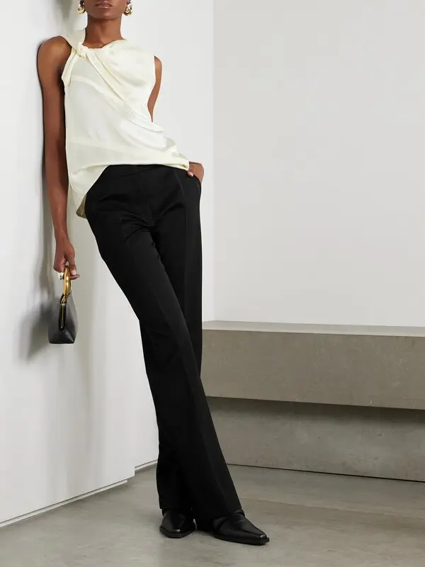 JIL SANDER Grain De Poudre Wool Straight-leg Trousers - Black