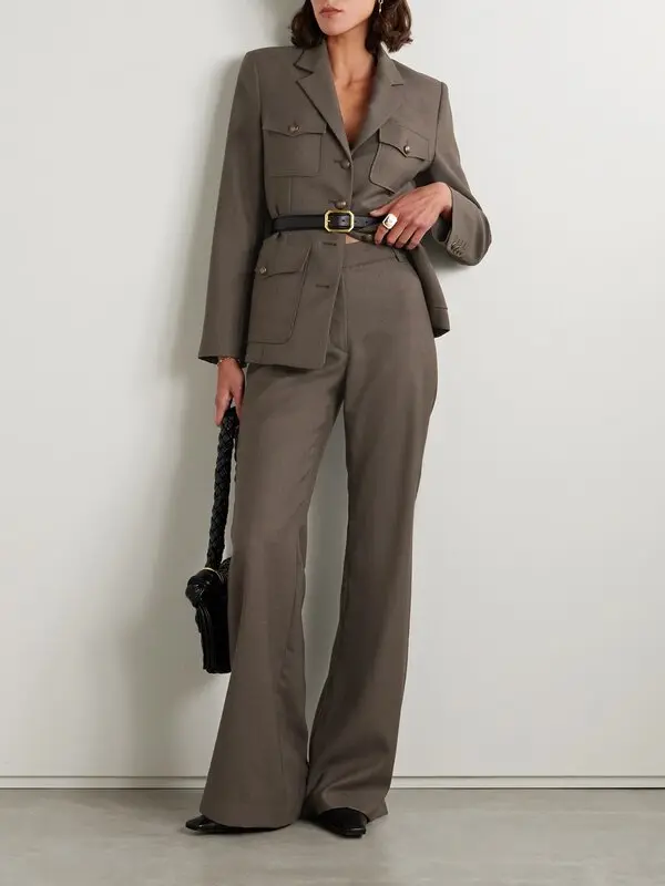 NILI LOTAN Effy Wool-twill Wide-leg Trousers