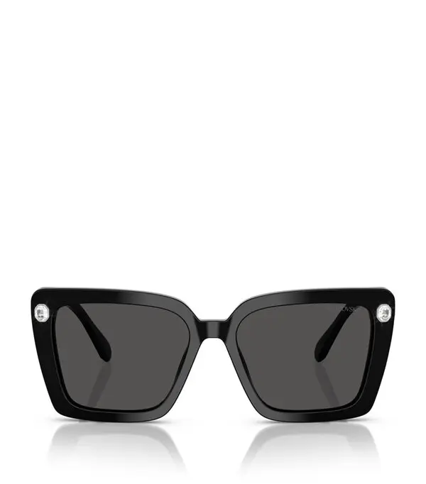 SWAROVSKI Acetate Cat Eye Sunglasses - Black