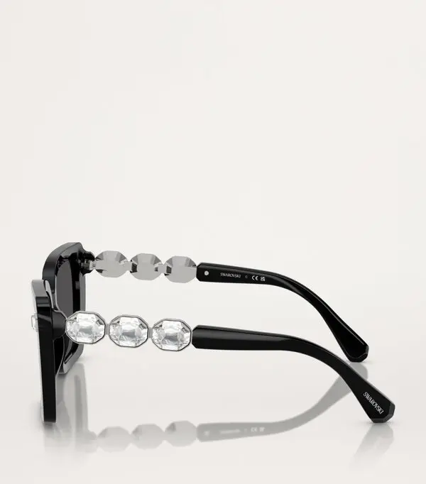 SWAROVSKI Acetate Cat Eye Sunglasses - Black